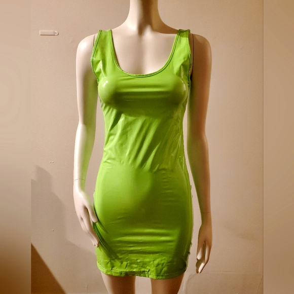 Daisy | Dresses | Daisy Pvc Mini Tank Lime Green Dress Detachable Back ...